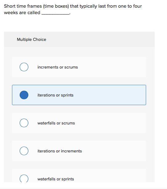 Solved Short time frames (time boxes) that typically last | Chegg.com