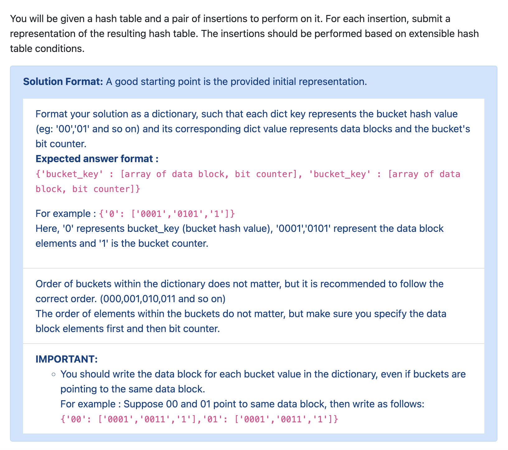 Solved Initial Hash Table Representation {0 [0111
