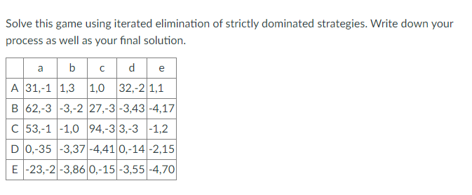 Solved Solve this game using iterated elimination of | Chegg.com