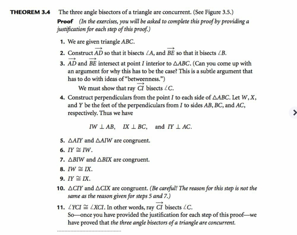 Solved The Three Angle Bisectors Of A Triangle Proof In The