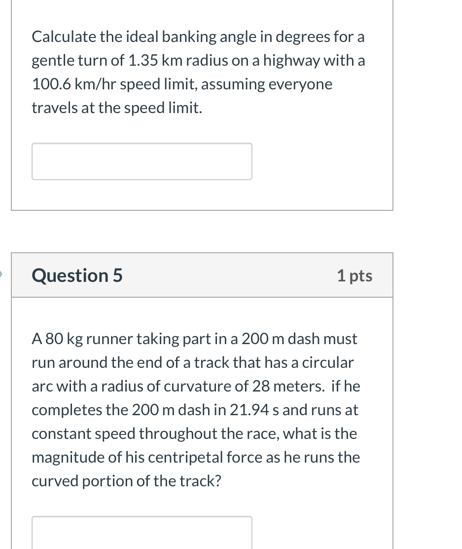 Solved Calculate the ideal banking angle in degrees for a | Chegg.com