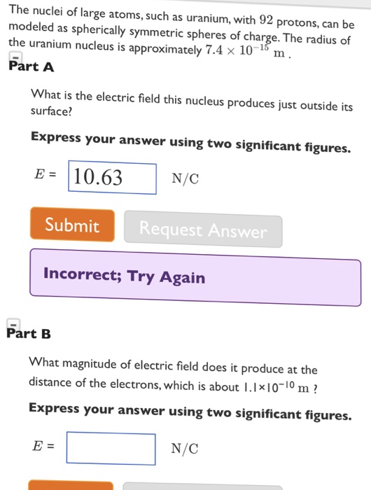 Solved The nuclei of large atoms, such as uranium, with 92 | Chegg.com