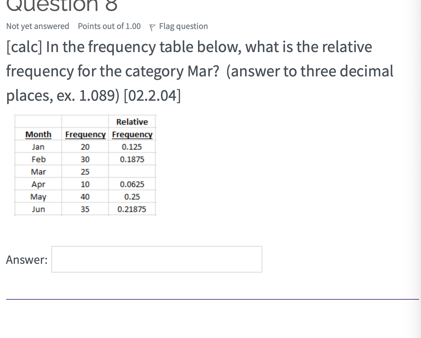 Solved [calc] In the frequency table below, what is the | Chegg.com