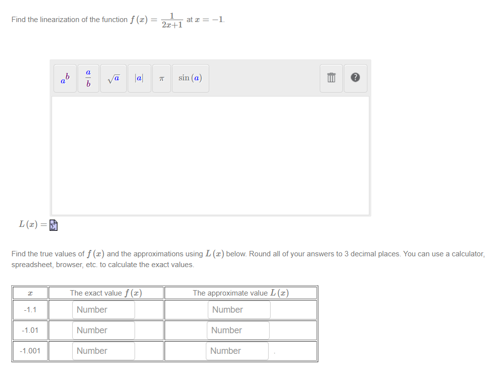 Solved Find the linearization of the function f(x)=2x+11 at | Chegg.com