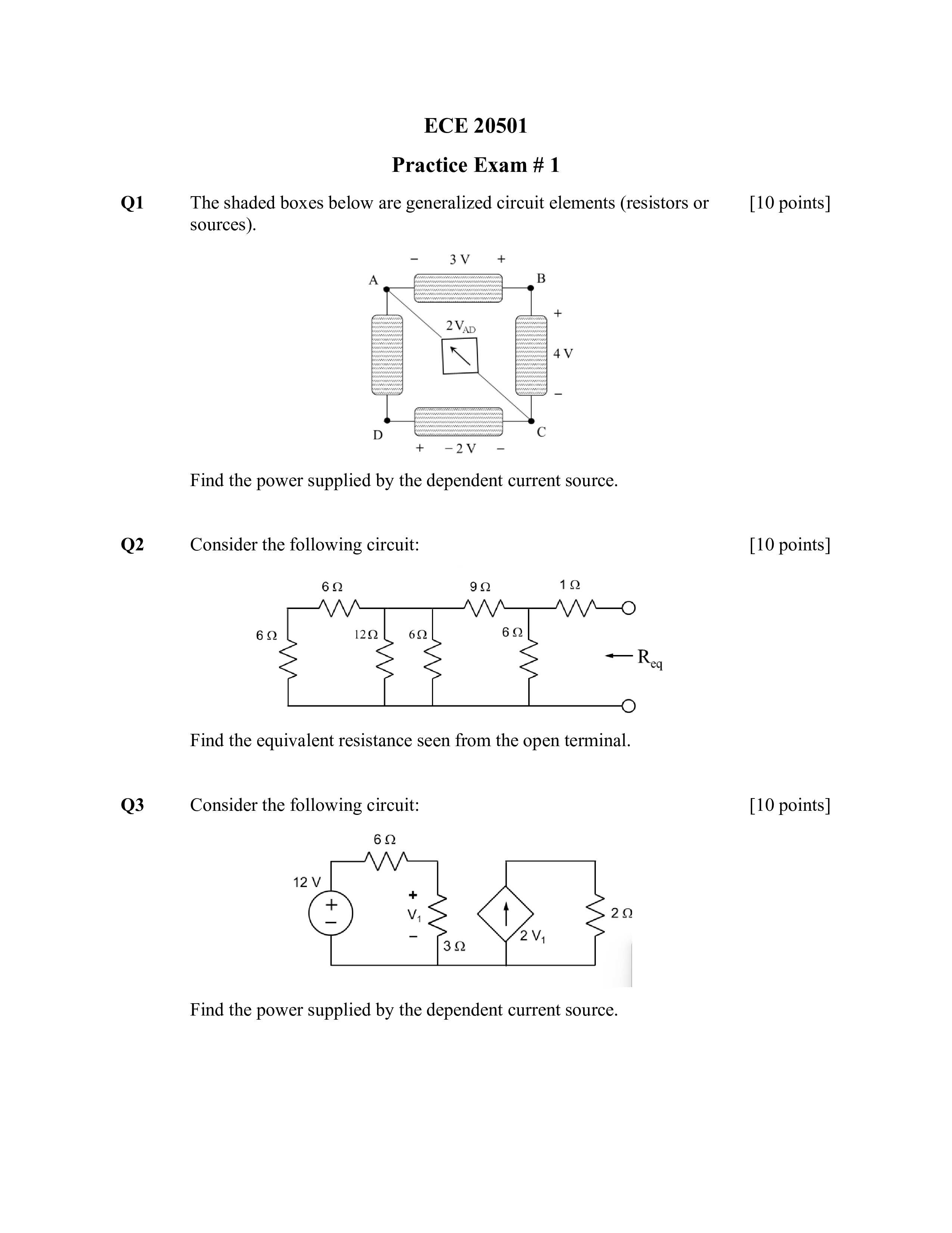 Solved ECE 20501Practice Exam \# 1Q1 ﻿The shaded boxes below | Chegg.com