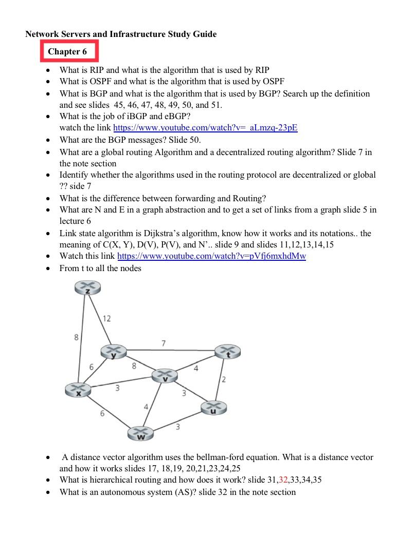Solved Network Servers and Infrastructure Study Guide - What | Chegg.com