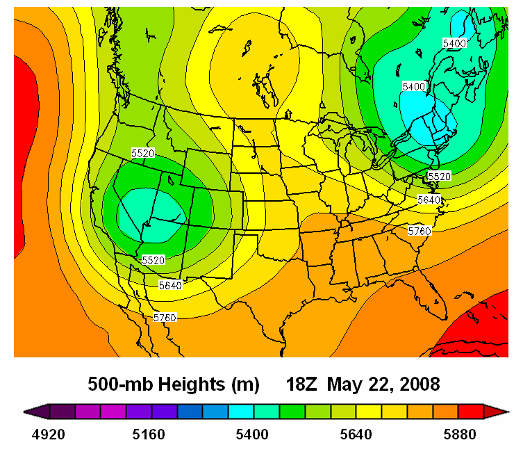 Map 1 shows 500-mb heights over the contiguous states | Chegg.com