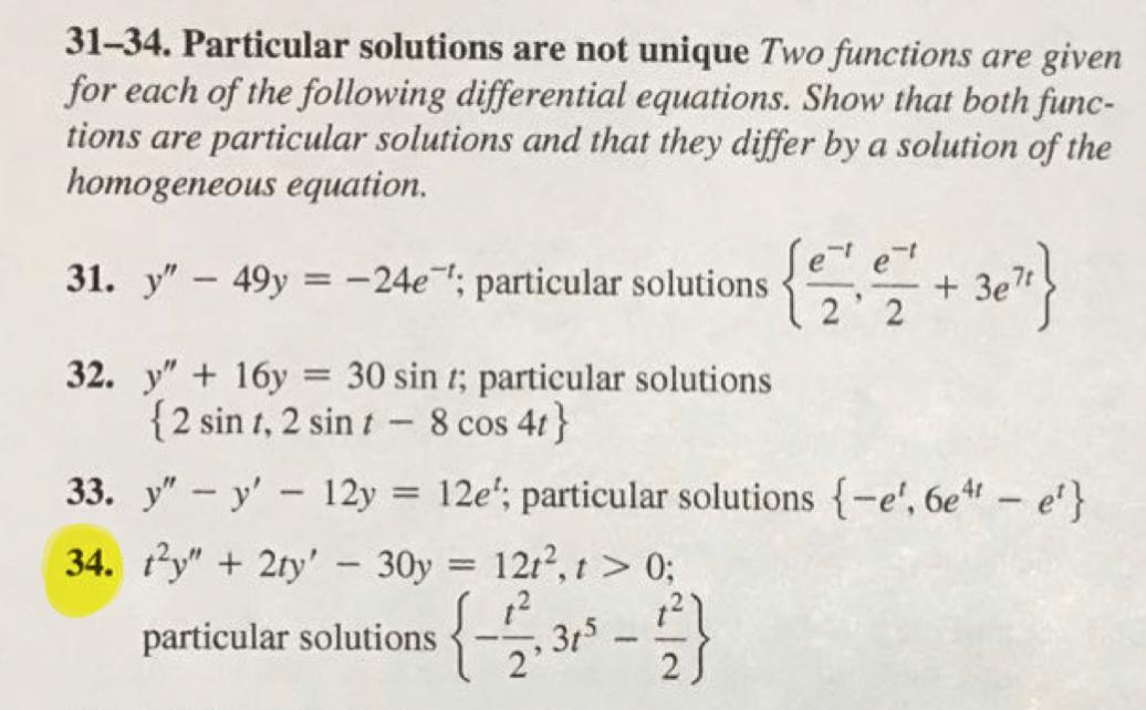 Solved - + 31-34. Particular solutions are not unique Two | Chegg.com