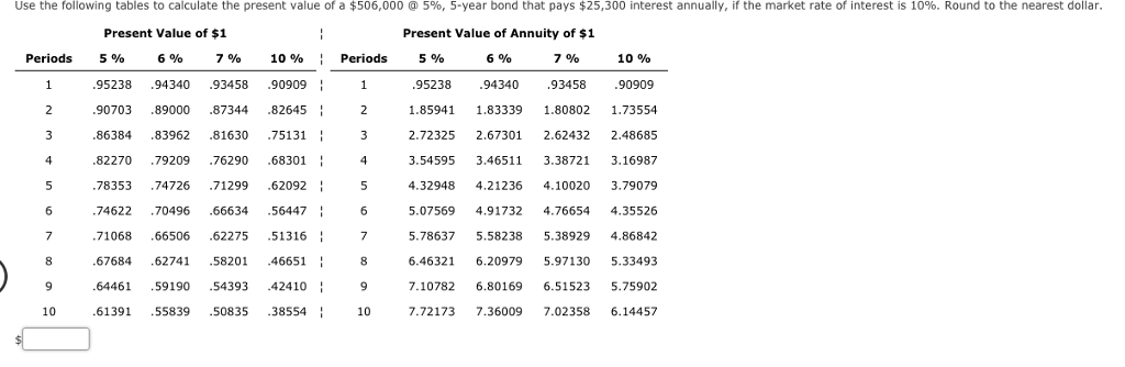 Solved Use the following tables to calculate the present | Chegg.com