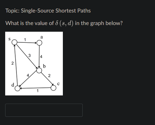 Solved What is the value of δ(s,d) in the graph below? | Chegg.com