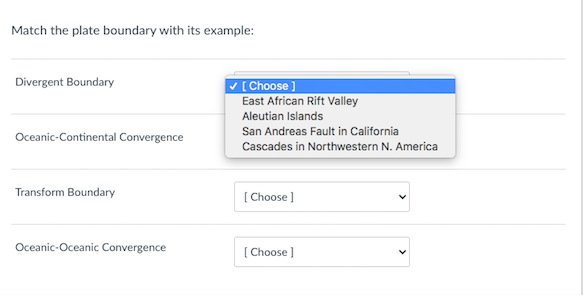 Solved Match the plate boundary with its example: Divergent | Chegg.com