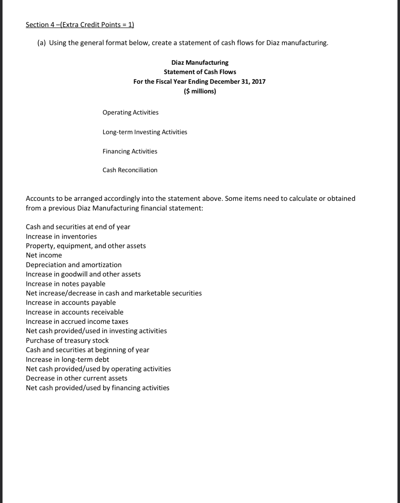 Extra Credit Assignment (Total Extra Credit Points | Chegg.com