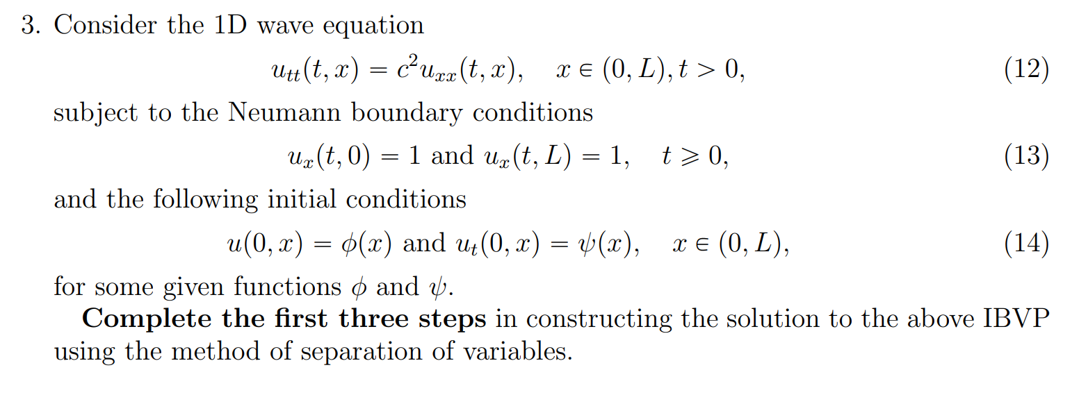 3. Consider the 1D wave equation | Chegg.com