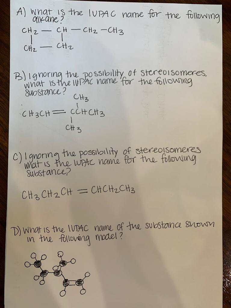 Solved A) What is the IUPAC name for the following alkane? | Chegg.com