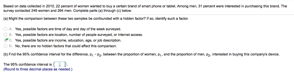 Solved Based on data collected in 2010, 22 percent of women | Chegg.com