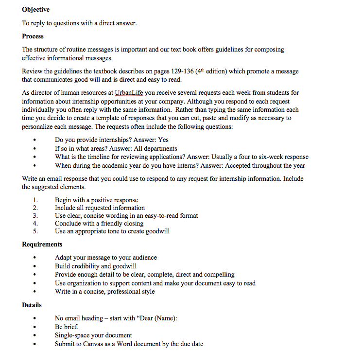 Objective To reply to questions with a direct answer. | Chegg.com