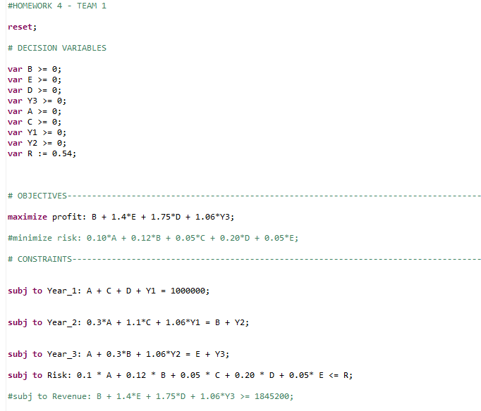 Solved can you split the following code into a .mod and .dat | Chegg.com
