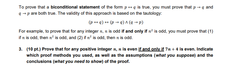 Solved To prove that a biconditional statement of the form | Chegg.com