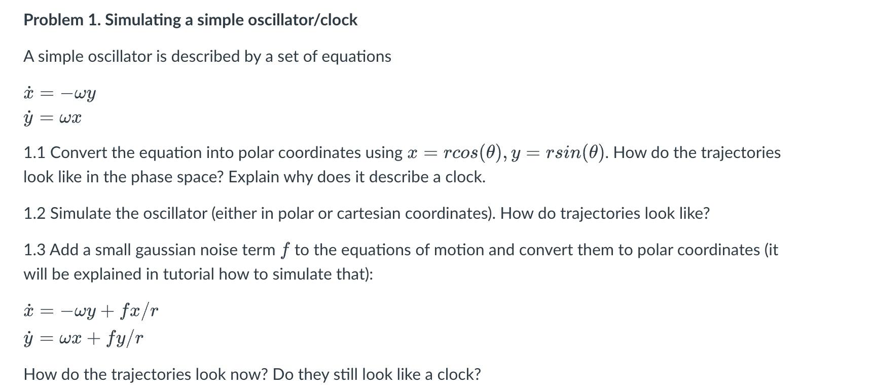 Problem 1. Simulating a simple oscillator/clock a A | Chegg.com