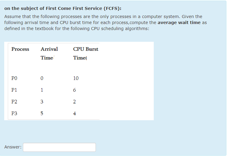 (Solved) : Subject First Come First Service Fcfs Assume Following ...