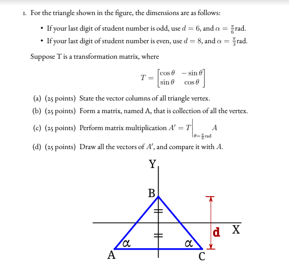 Solved 1. For the triangle shown in the figure, the | Chegg.com