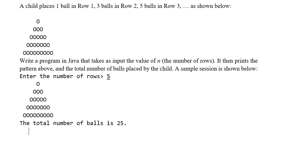 Solved A child places 1 ﻿ball in Row 1,3 ﻿balls in Row 2,5 | Chegg.com
