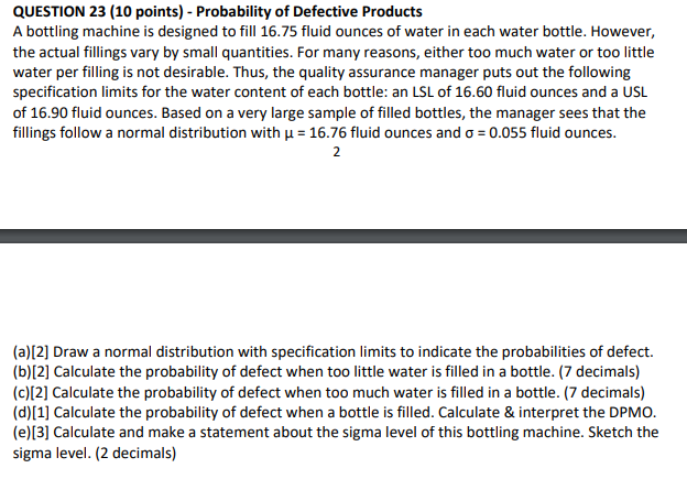 Solved QUESTION 23 (10 points) - Probability of Defective | Chegg.com