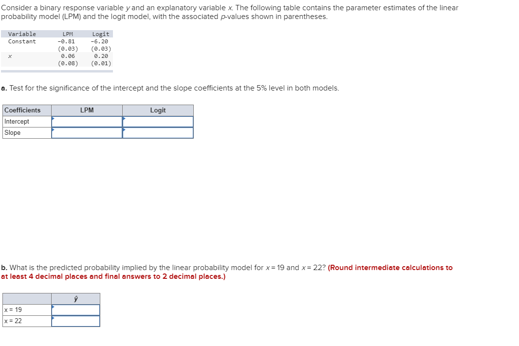 Solved Consider a binary response variable y and an | Chegg.com