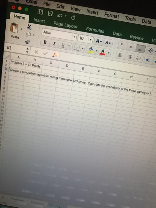 Solved Excel File Edit View Insert Format Tools Data Home | Chegg.com