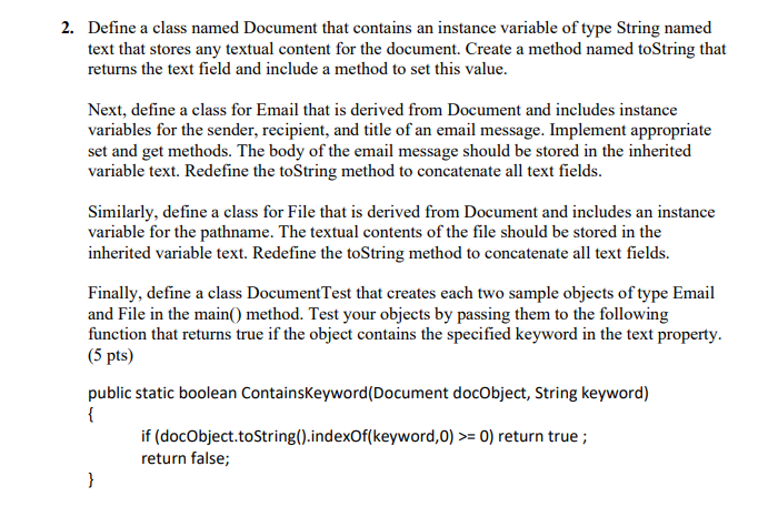 Solved 2 Define A Class Named Document That Contains An 