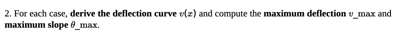 Solved 2. For each case, derive the deflection curve v(x) | Chegg.com