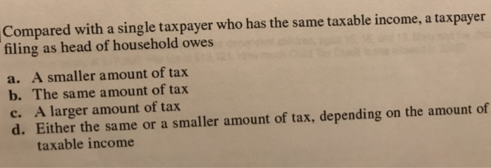 Solved Compared with a single taxpayer who has the same | Chegg.com