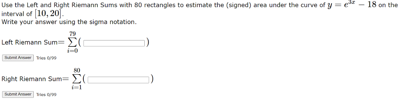 Solved Use the Left and Right Riemann Sums with 80 | Chegg.com
