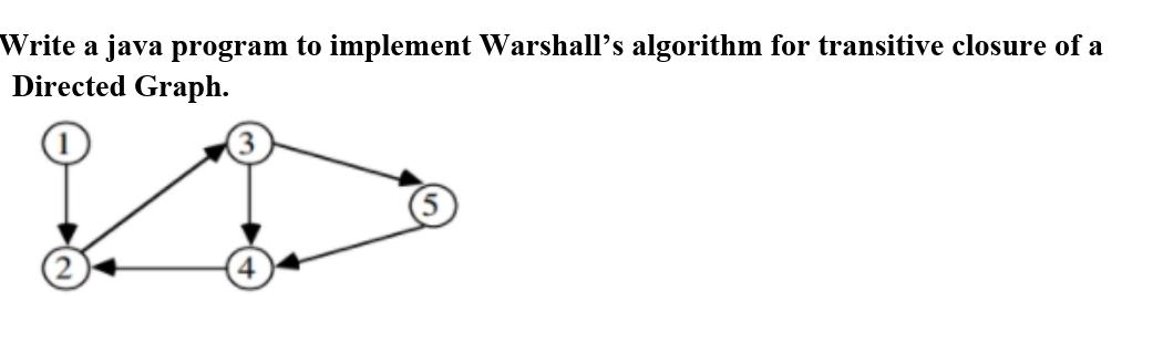 Solved A Write A Java Program To Implement Warshall S