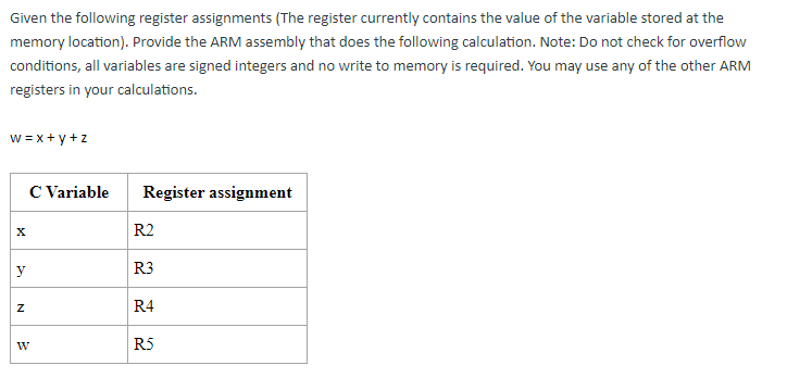 Solved Given The Following Register Assignments The