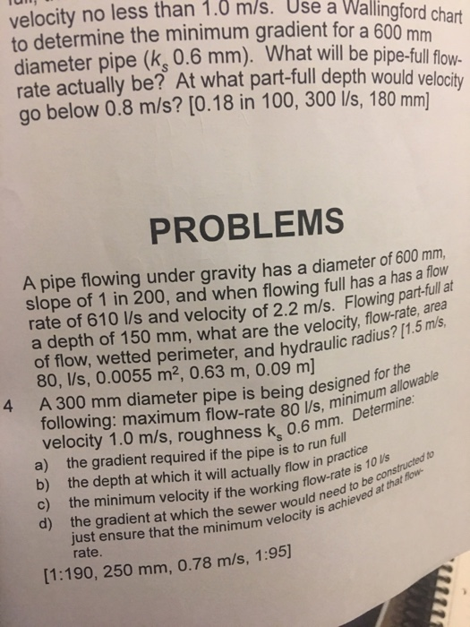 Solved city no less than 1.0 m/s. Use a Wallingford chart to | Chegg.com