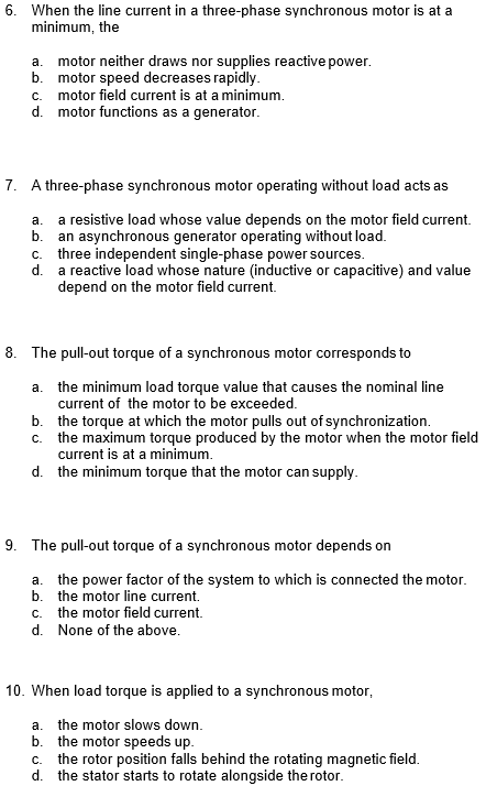 Solved 6. When the line current in a three-phase synchronous | Chegg.com