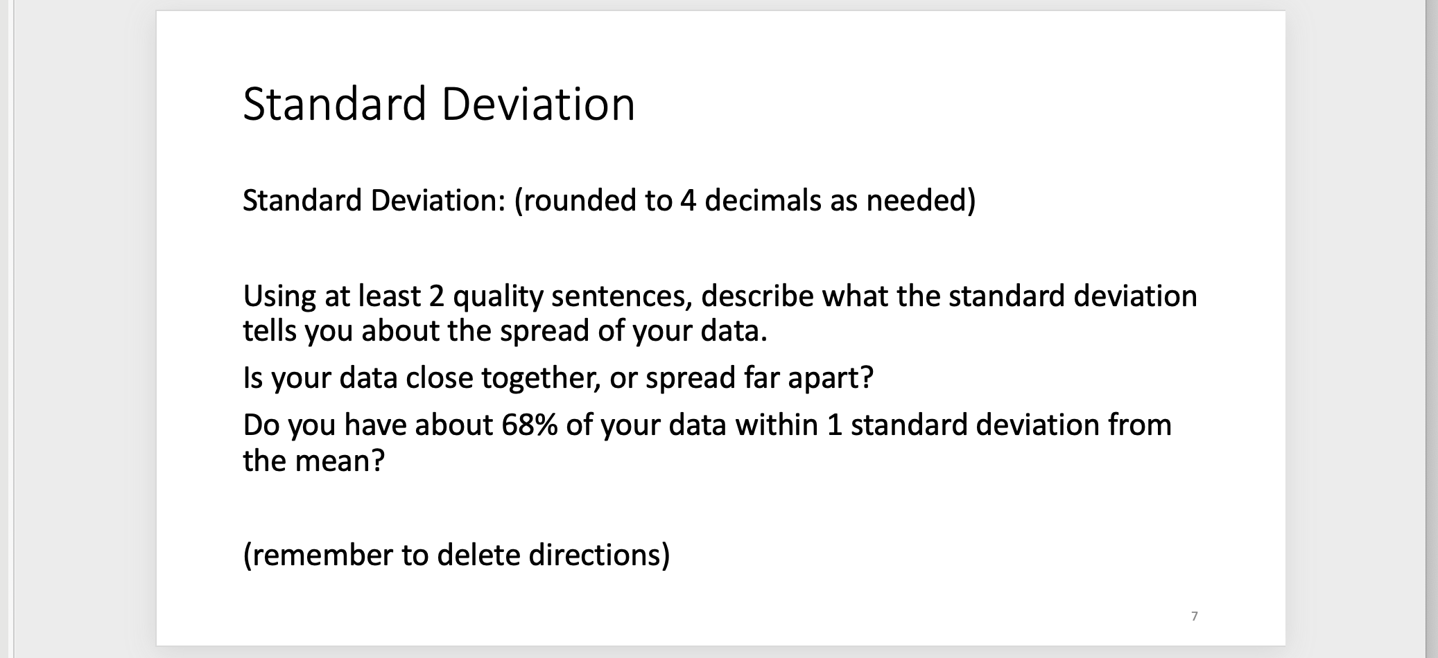 Solved Descriptive Statistics (Directions, delete for | Chegg.com