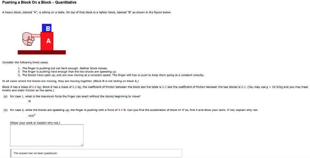 Solved Pushing a Block On a Block - Quantitative A heavy | Chegg.com