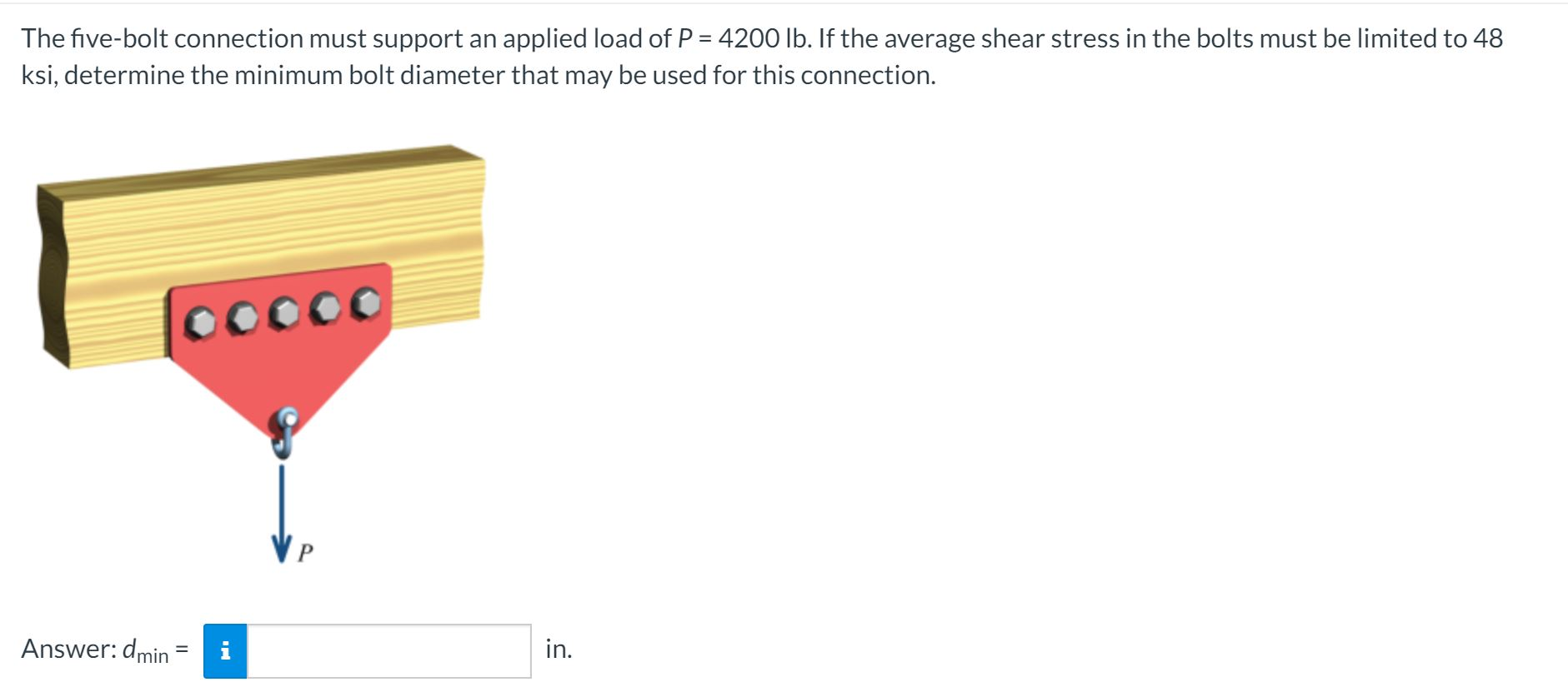 Solved The five-bolt connection must support an applied load | Chegg.com