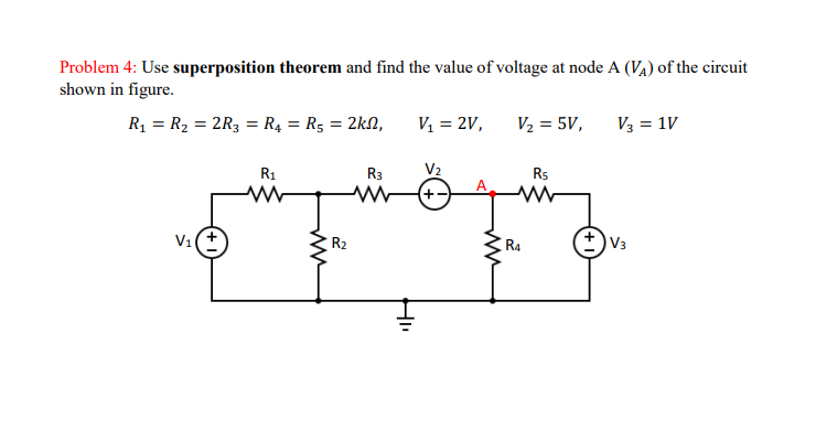Solved Problem 4: Use superposition theorem and find the | Chegg.com