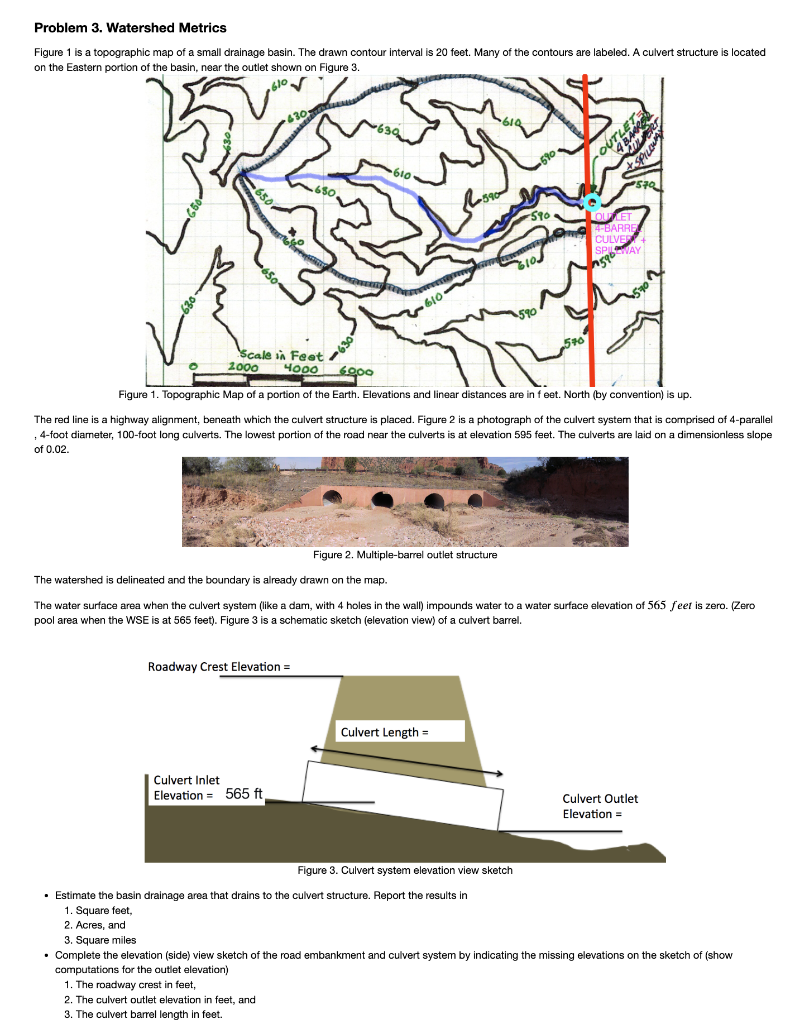 Problem 3. Watershed Metrics Figure 1 is a | Chegg.com