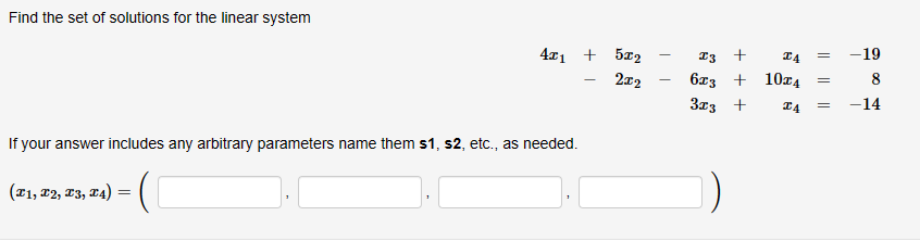 Solved Find the set of solutions for the linear system | Chegg.com