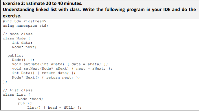 Solved Exercise 2: Estimate 20 to 40 minutes. Understanding | Chegg.com