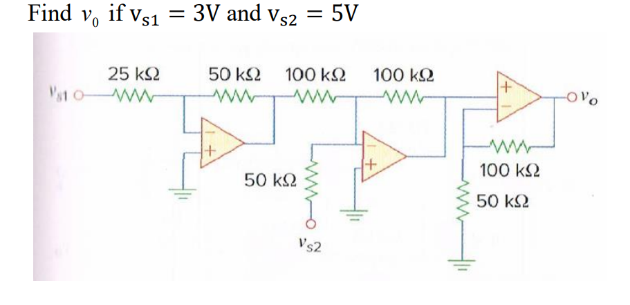 Solved Find v0 if vs1=3 V and vs2=5 V | Chegg.com