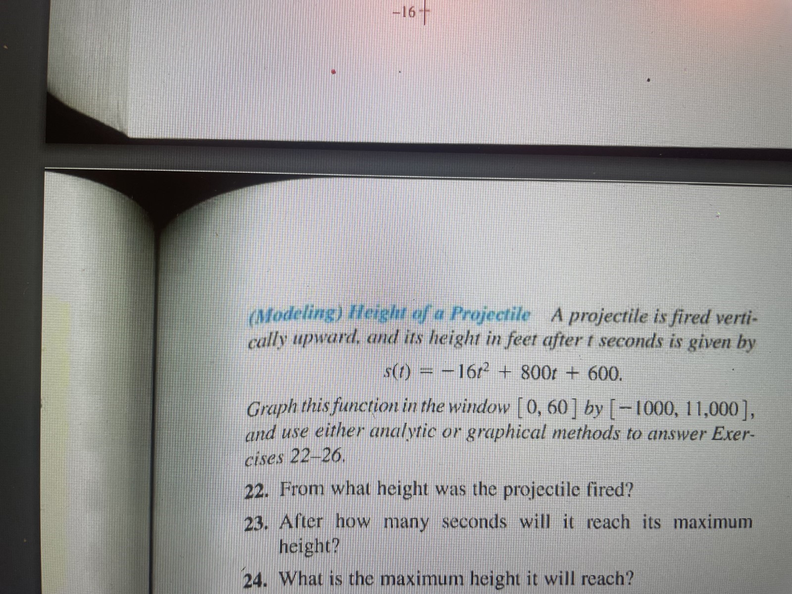 (Modeling) Height of a Projectile A projectile is | Chegg.com