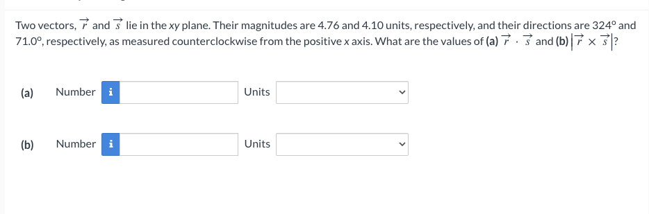 Solved Two vectors, vec(r) ﻿and vec(s) ﻿lie in the xy plane. | Chegg.com