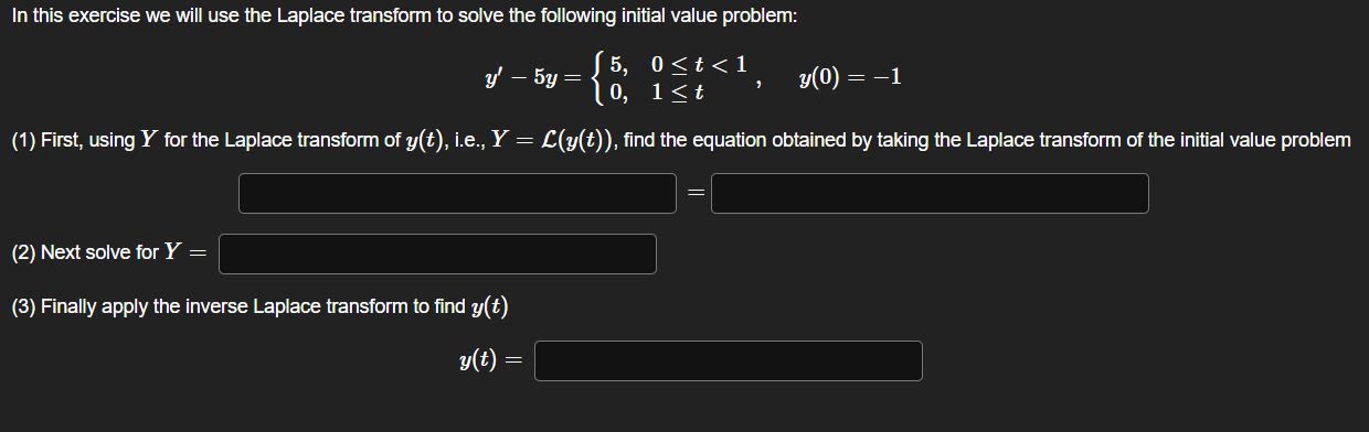 Solved In this exercise we will use the Laplace transform to | Chegg.com