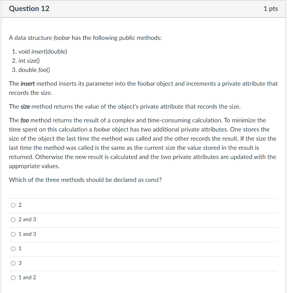 Solved Question 11 1 pts An algorithm, foo2 runs in O(n log2 | Chegg.com