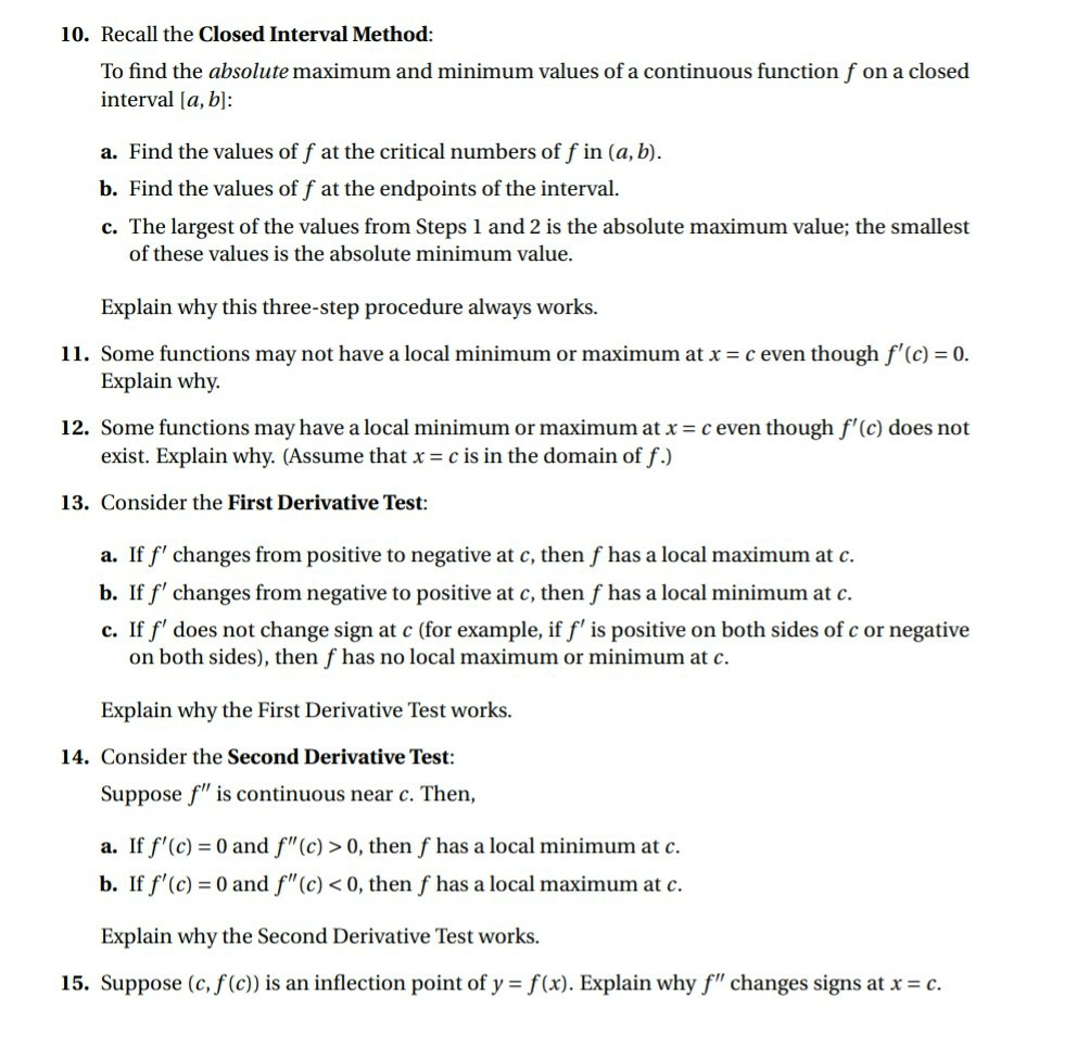 Solved 10. Recall the Closed Interval Method To find the | Chegg.com